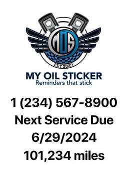 My Oil Sticker - Custom Predictive Oil Change Stickers